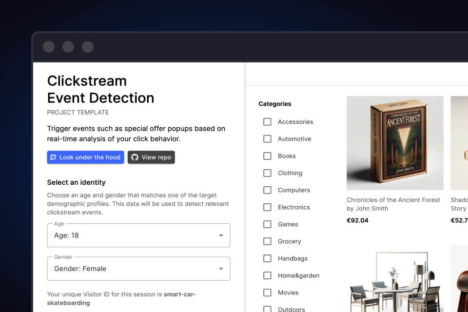 Analyze clickstream data in real time and trigger special offers based on user behavior